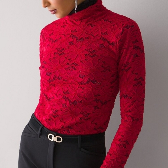 White House Black Market | Tops | Whbm Red Lace Top | Poshmark